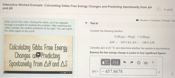 Solved Interactive Worked Example: Calculating Gibbs Free | Chegg.com