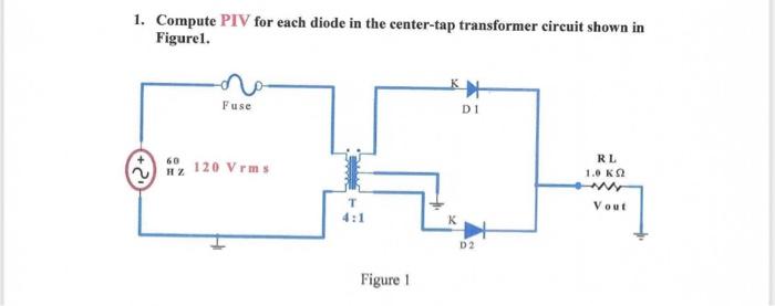 Solved 1. Compute PIV for each diode in the center-tap | Chegg.com