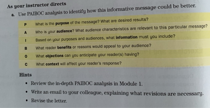 Create Positive/Informative Message Memo. (Follow | Chegg.com