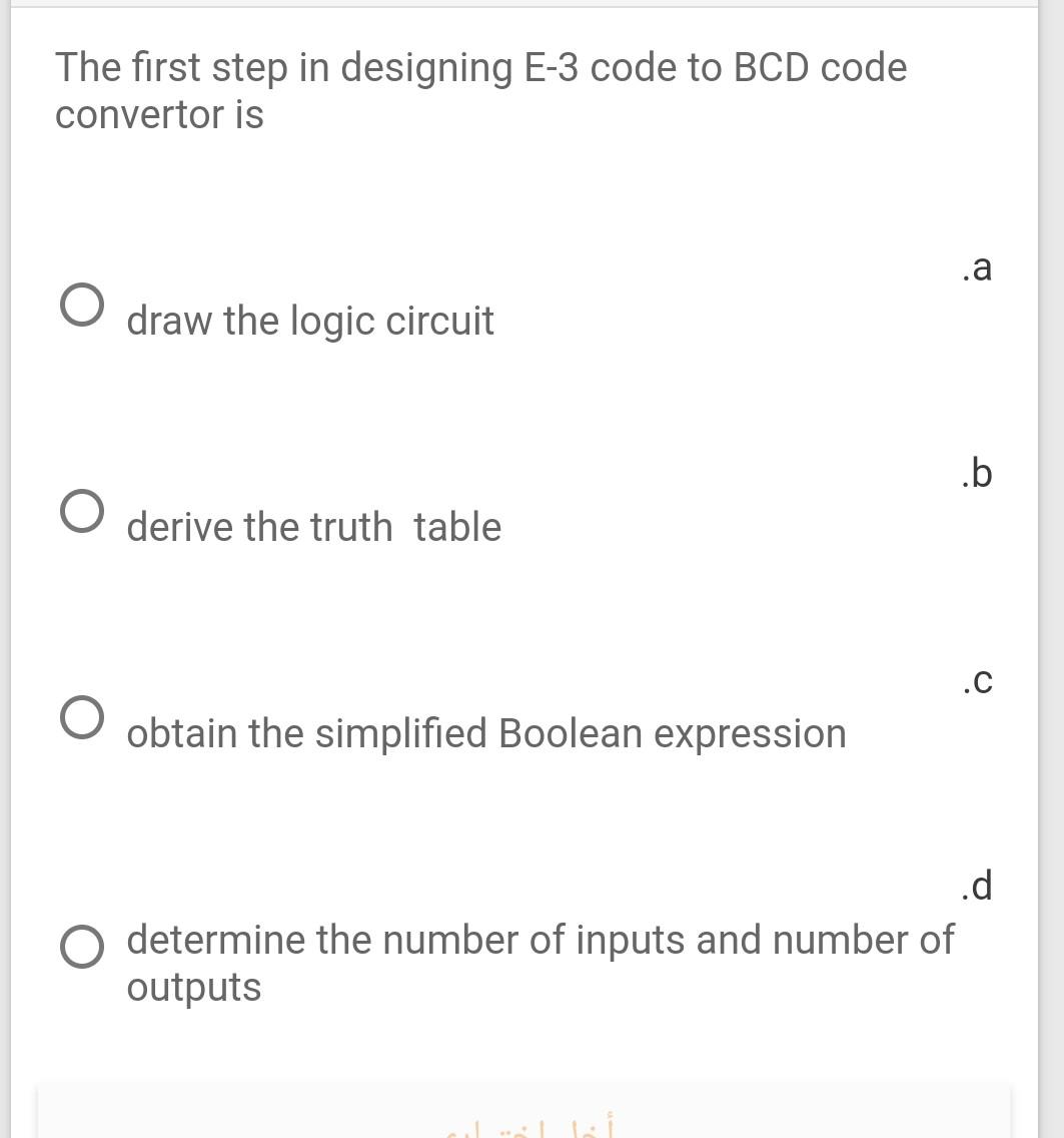 Solved The first step in designing E-3 code to BCD code | Chegg.com