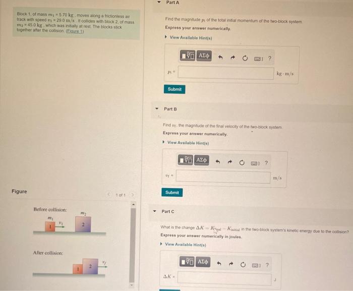 Solved Block 1, of mass m1=570 kg, moves along a | Chegg.com