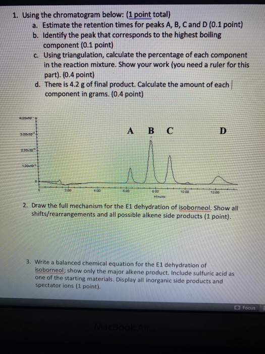 Solved 1. Using the chromatogram below: (1 point total) a. | Chegg.com