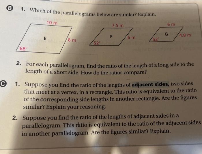 Solved 1. Which of the parallelograms below are similar? | Chegg.com