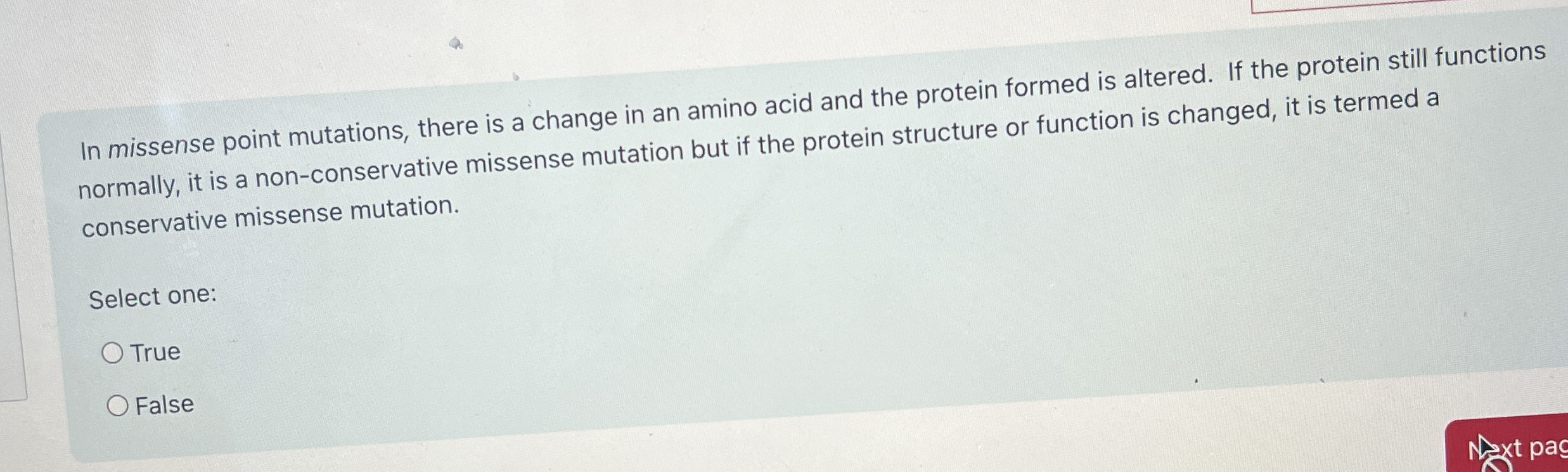 Solved In missense point mutations, there is a change in an | Chegg.com