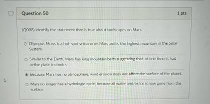 Solved Question 501 ﻿pts(QOOB) ﻿Identify the statement that | Chegg.com
