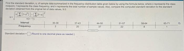 Solved Find the standard deviations of sample data | Chegg.com