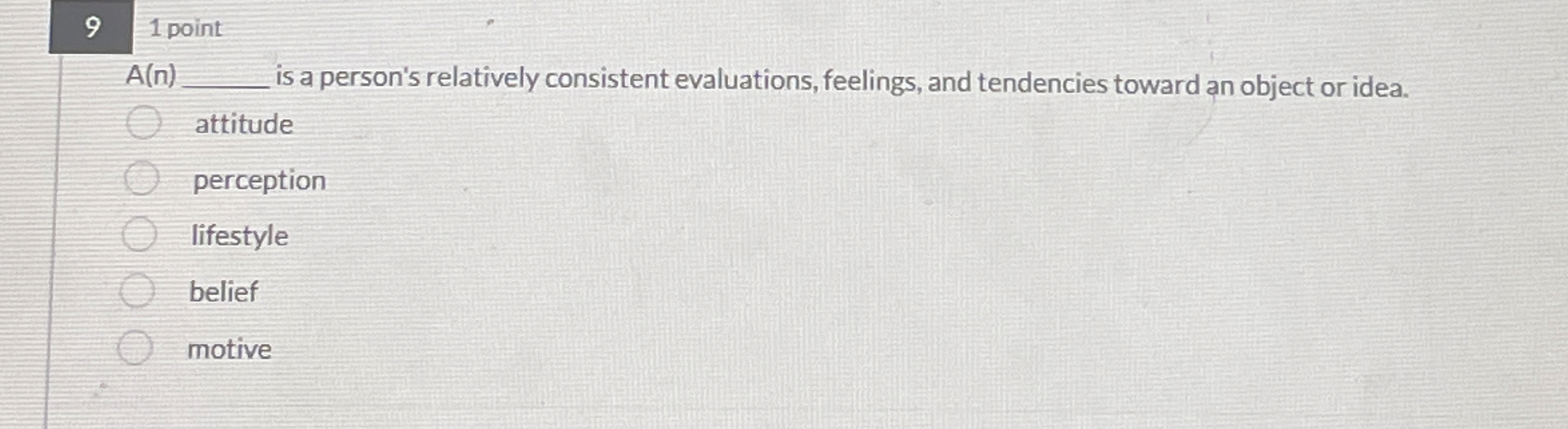 Solved 91 ﻿pointA(n)is a person's relatively consistent | Chegg.com