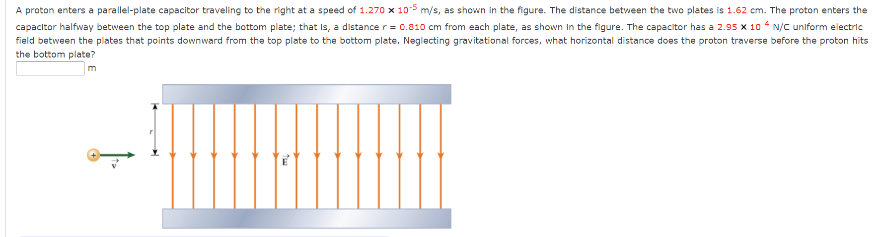 Solved A proton enters a parallel-plate capacitor traveling | Chegg.com