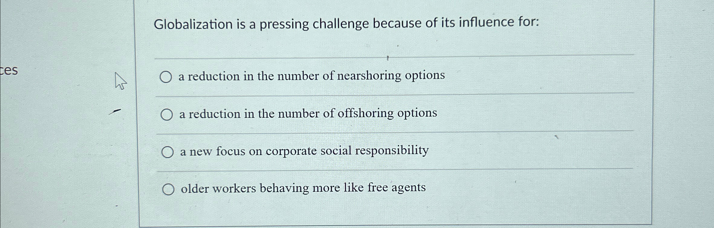 Solved Globalization is a pressing challenge because of its | Chegg.com