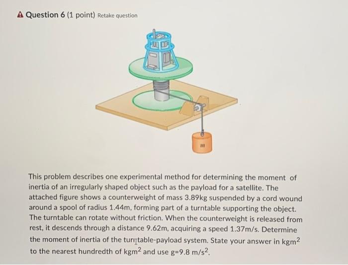Solved A Question 6 (1 point) Retake question This problem | Chegg.com