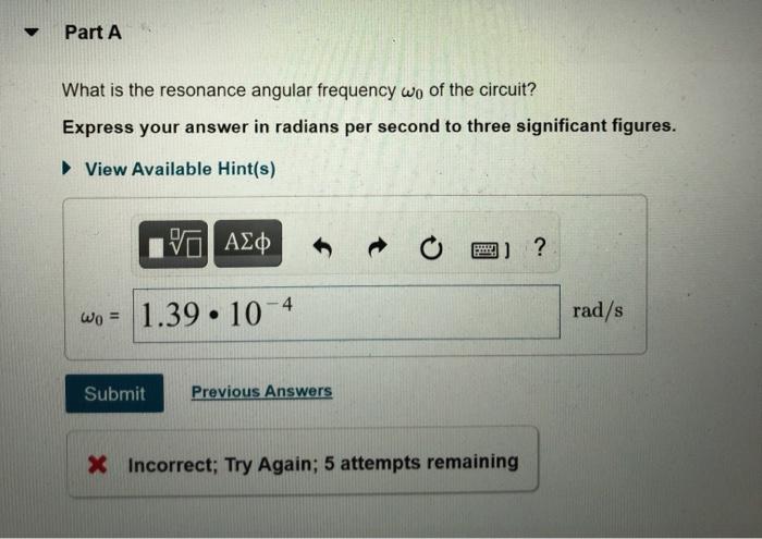 Solved Resonance in an R-L-C Circuit In an L-R-C series | Chegg.com