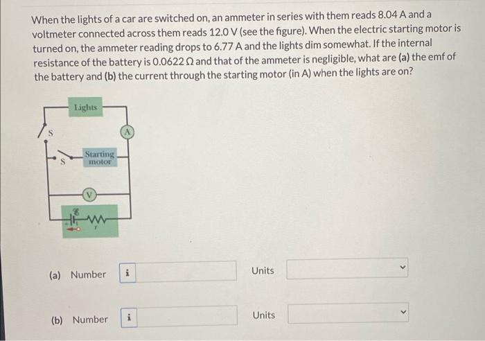 Solved When the lights of a car are switched on, an ammeter | Chegg.com