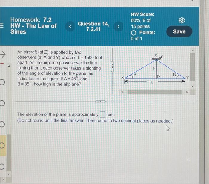 Solved An aircraft (at Z) is spotted by two observers (at X | Chegg.com
