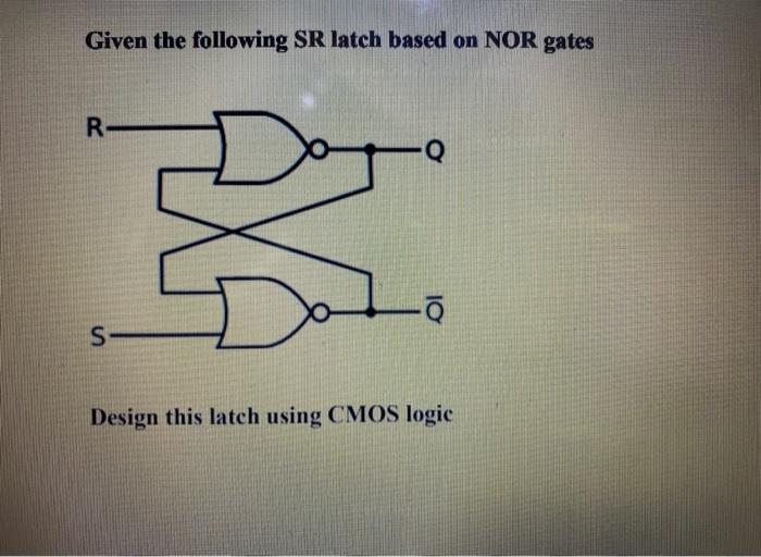 Solved Given the following SR latch based on NOR gates R Q | Chegg.com