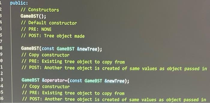 Solved class GameBST private: struct TreeNode { string key; | Chegg.com