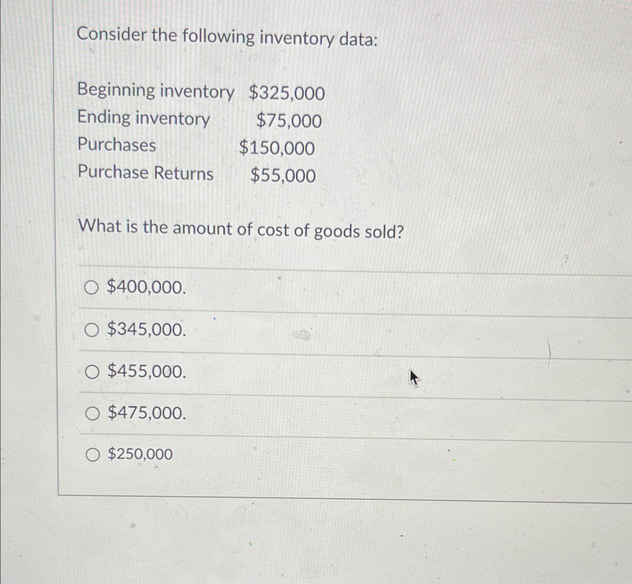 Solved Consider the following inventory | Chegg.com