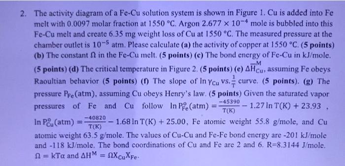 -М 2. The activity diagram of a Fe-Cu solution system | Chegg.com