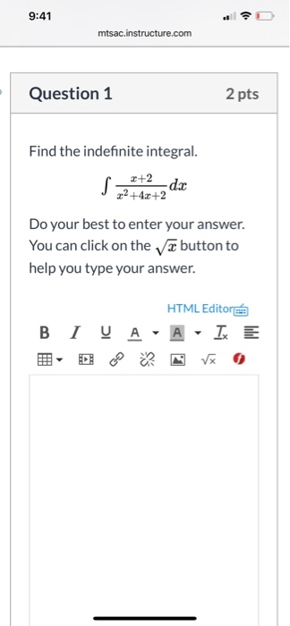 Solved 9:41 mtsac.instructure.com Question 1 2 pts Find the | Chegg.com