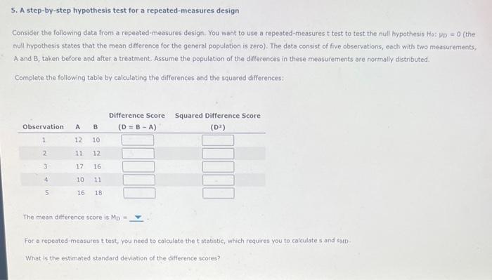 Solved 5. A step-by-step hypothesis test for a | Chegg.com