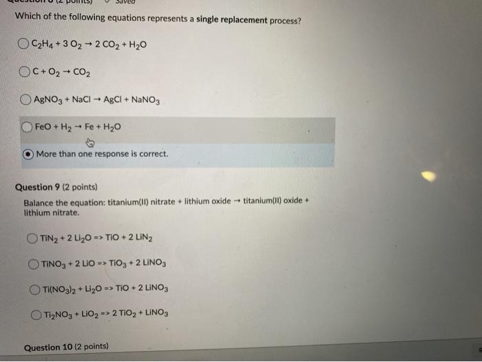 Solved Which of the following equations represents a single | Chegg.com