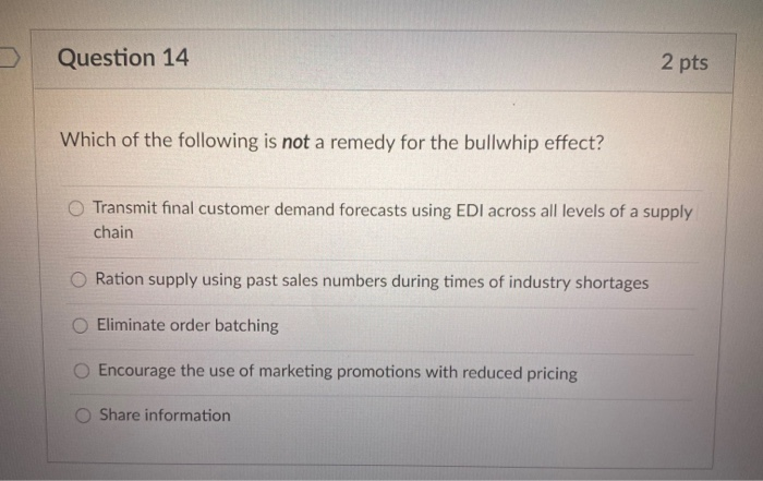 Solved Question 14 2 pts Which of the following is not a | Chegg.com