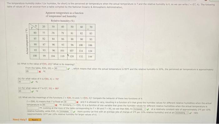 Solved The temperature-humidity index (or humidex for short) | Chegg.com