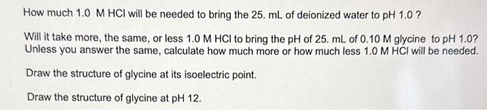 Solved How much 1.0MHCl will be needed to bring the 25.mL of | Chegg.com