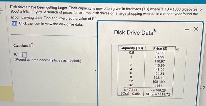 Solved Disk drives have been getting larger. Their capacity | Chegg.com