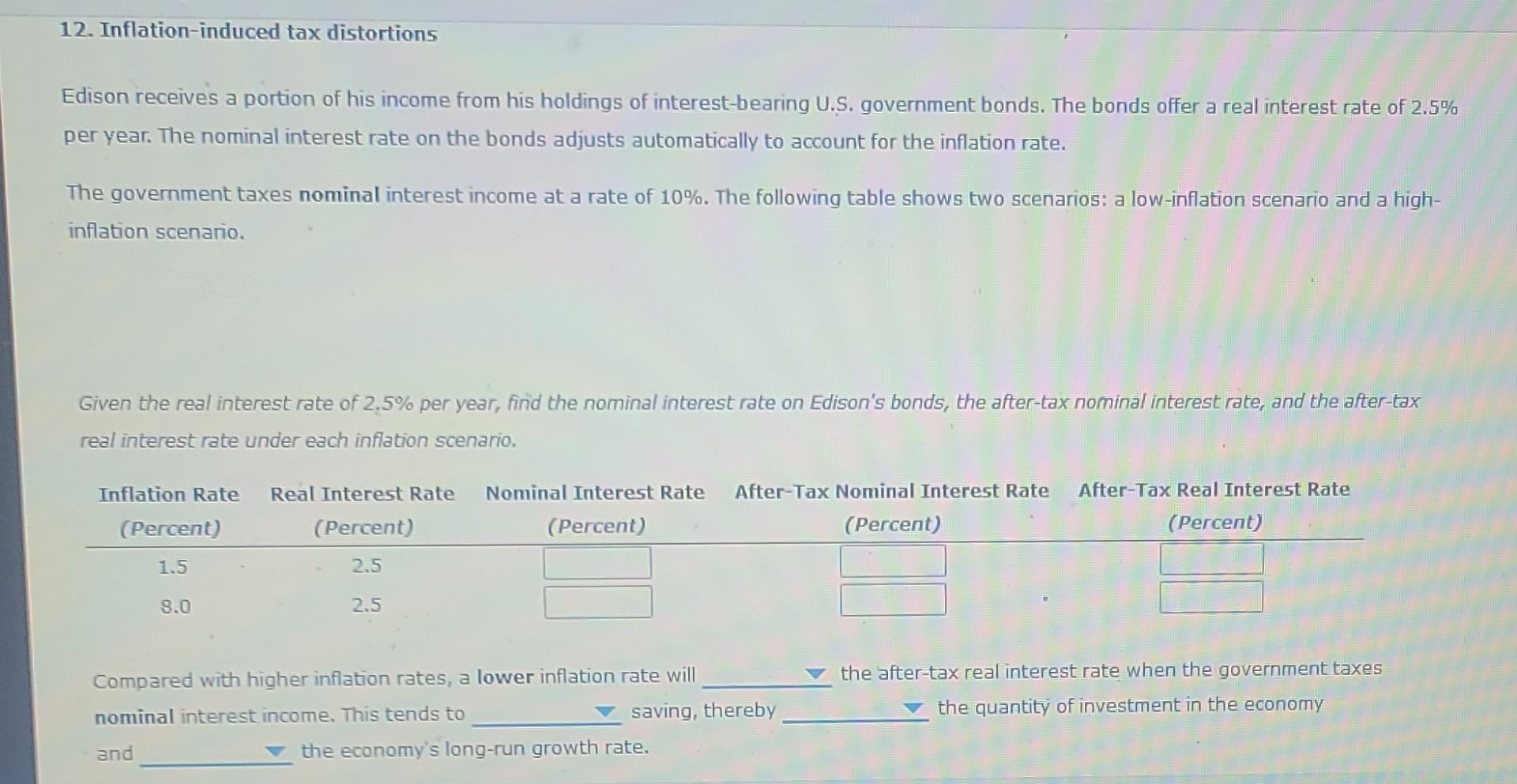 Solved 12. Inflation-induced tax distortions Edison receives | Chegg.com