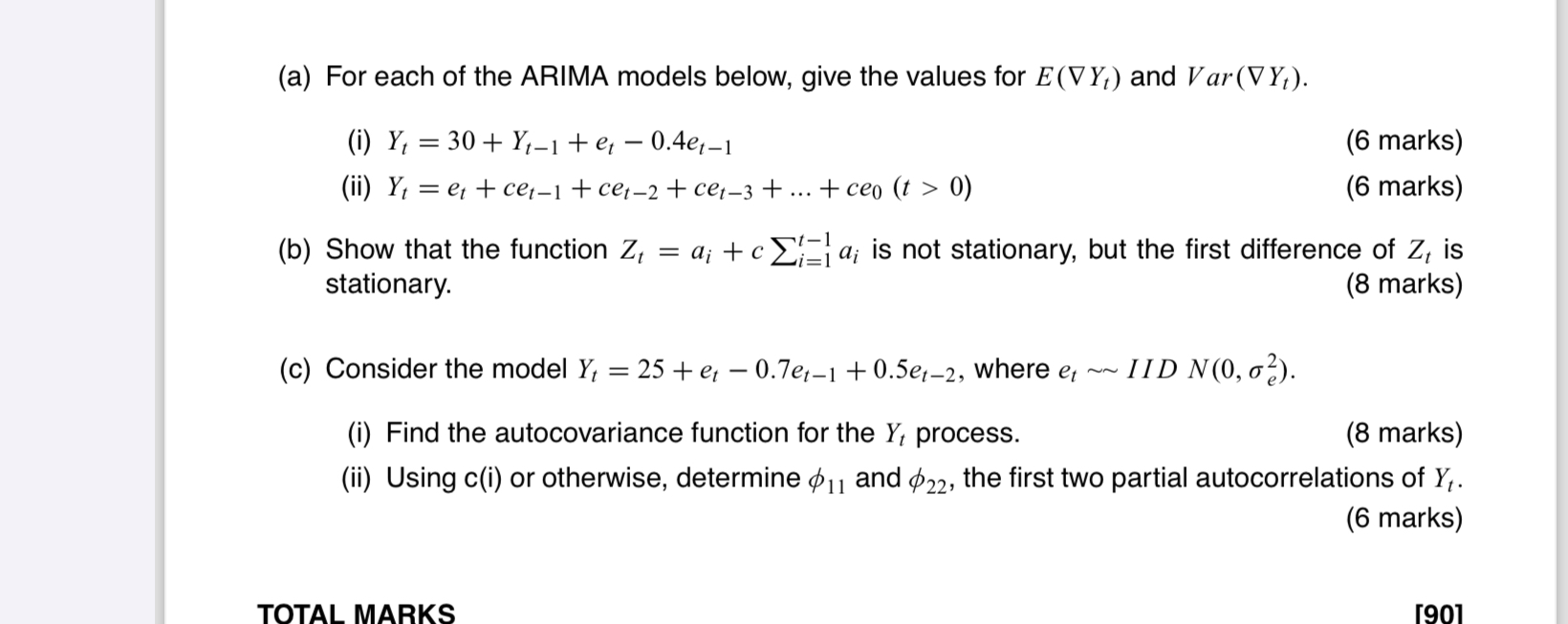 Solved (a) ﻿For each of the ARIMA models below, give the | Chegg.com