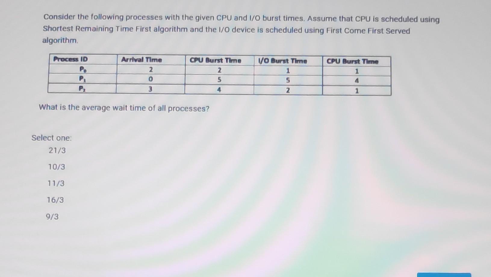 Solved Consider the following processes with the given CPU | Chegg.com
