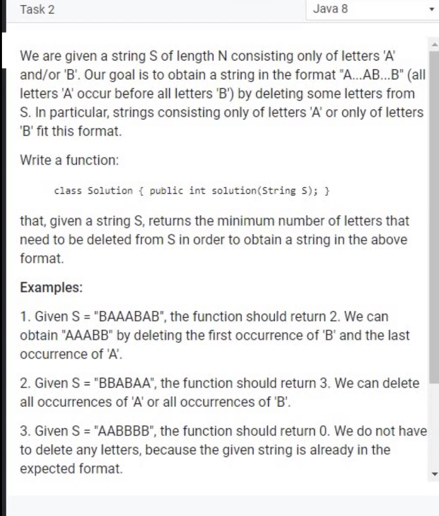 Solved Java 8We are given a string S of length N consisting | Chegg.com