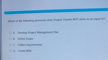 Solved Which of the following processes does Project Charter | Chegg.com