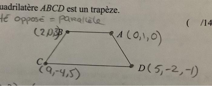 Solved uadrilatère ABCD est un trapèze. | Chegg.com