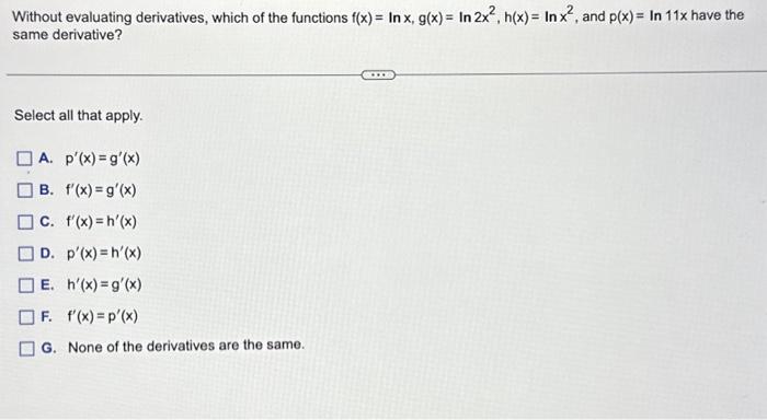Solved Without evaluating derivatives, which of the | Chegg.com
