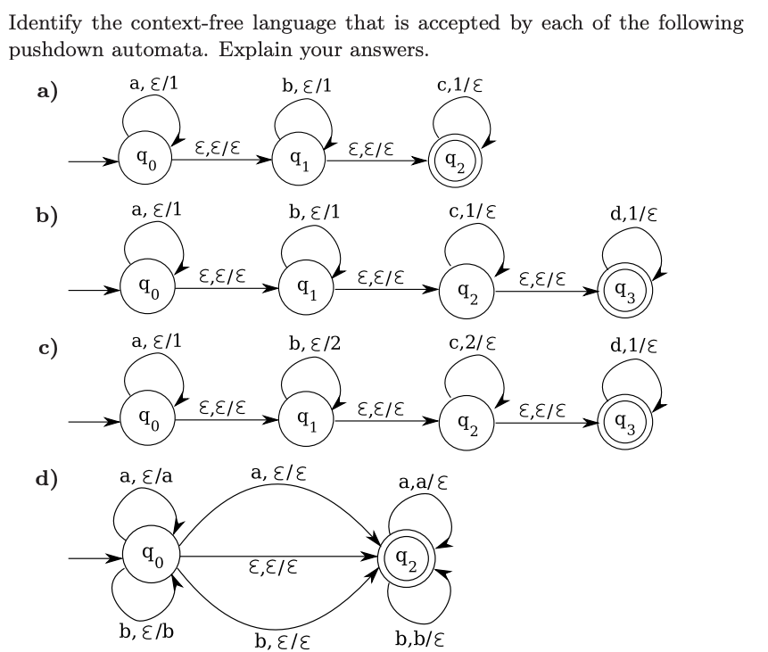 Solved Identify the context-free language that is accepted | Chegg.com