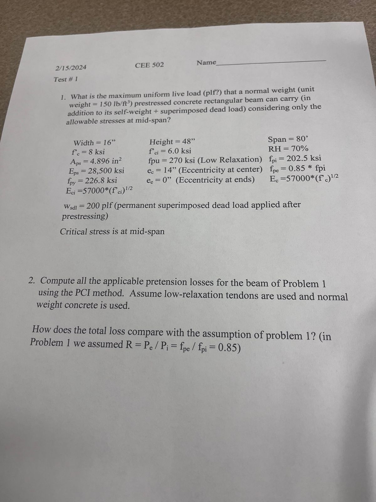 What is the maximum uniform live load (plf?) ﻿that a | Chegg.com