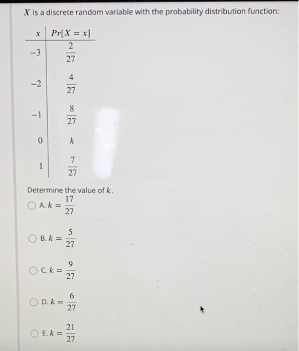 Solved X is a discrete random variable with the probability | Chegg.com