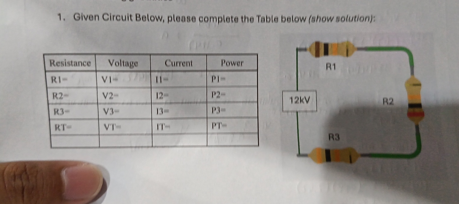 Solved Given Circuit Below Please Complete The Table Below Chegg