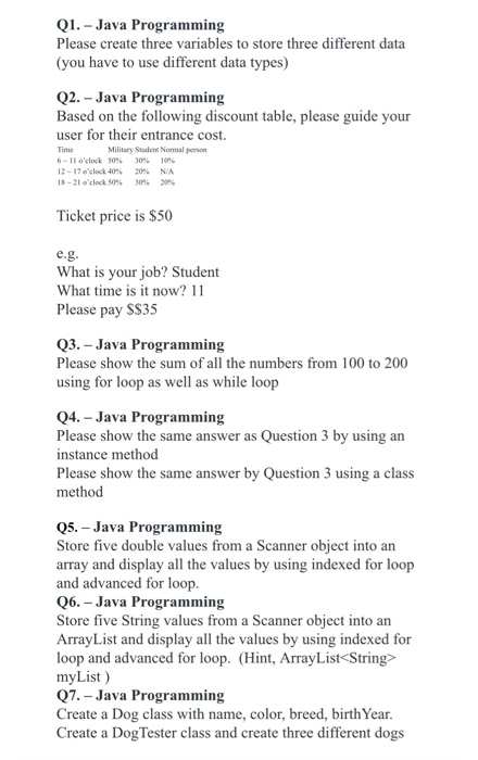 Solved Q1 Java Programming Please Create Three Variables