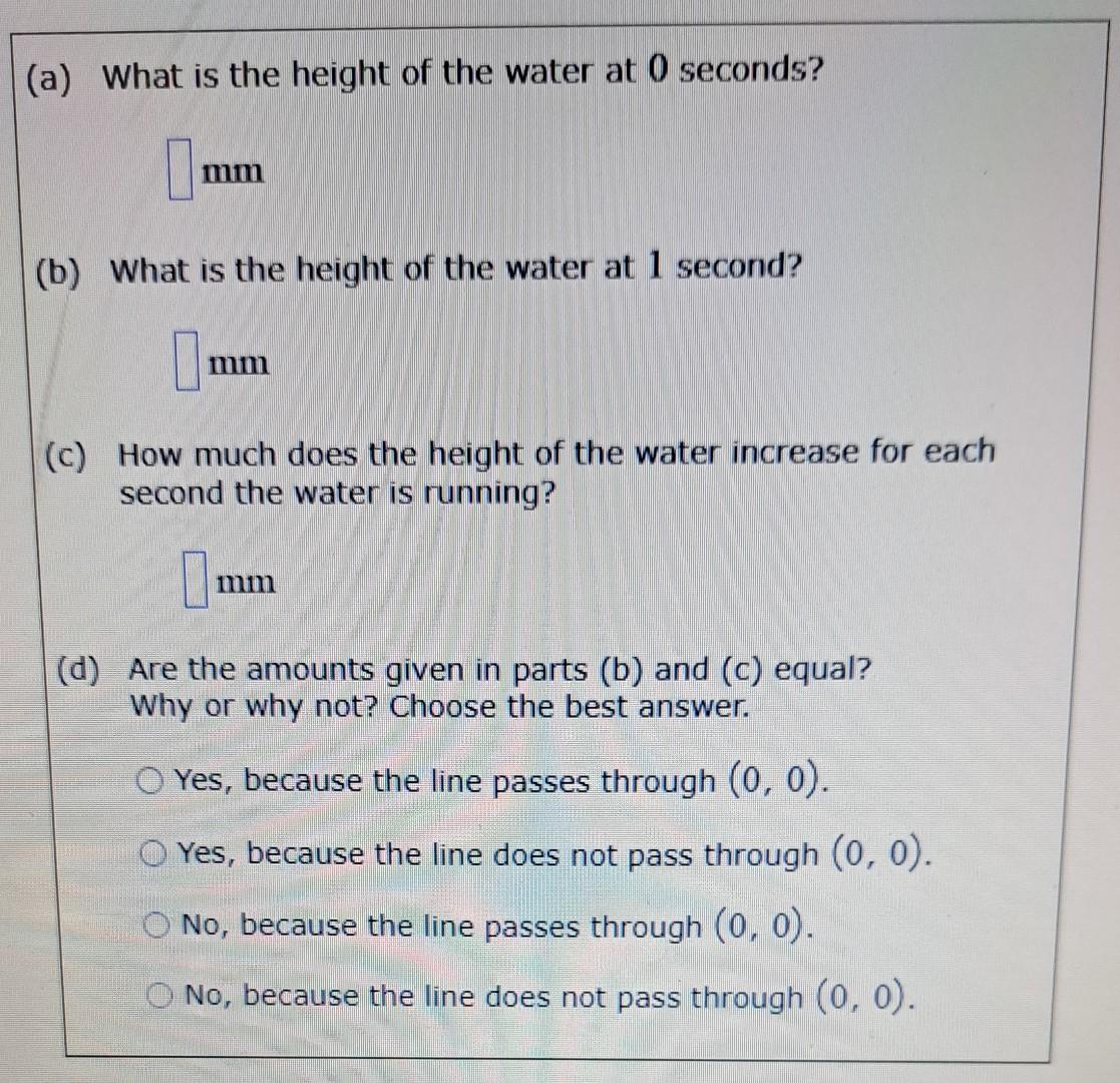 Solved A bucket is being filled with water. The graph below | Chegg.com