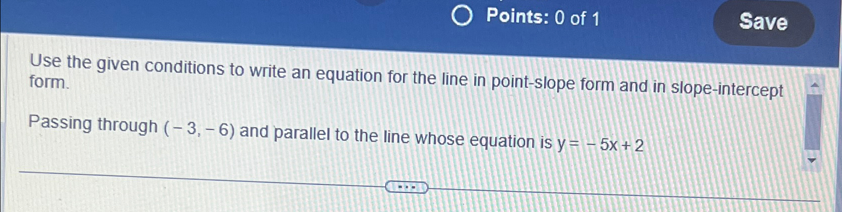Solved Points: 0 ﻿of 1Use the given conditions to write an | Chegg.com