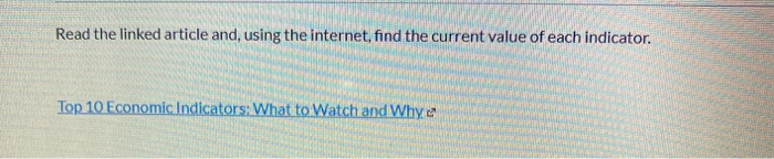 Tony Boddie For each of the economic indicators | Chegg.com