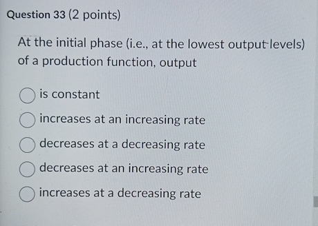 Solved Question 33 (2 ﻿points)At the initial phase (i.e., | Chegg.com