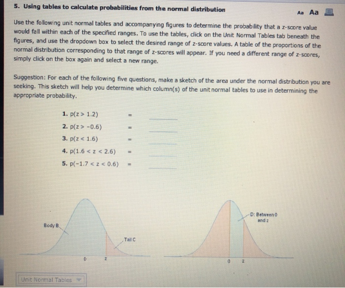 Solved 5. Using tables to calculate probabilities from the | Chegg.com