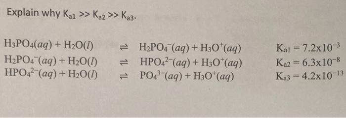 Solved three dissociation steps of phosphoric acid, H3PO4, | Chegg.com