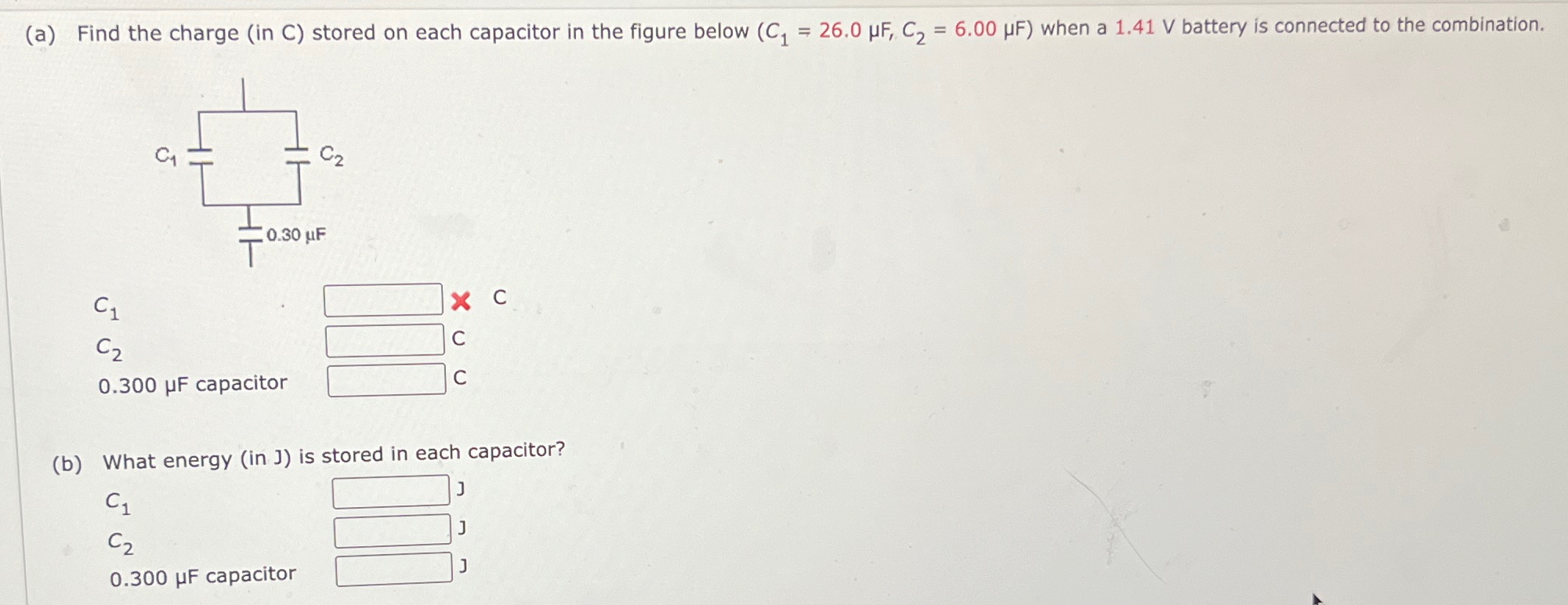 Solved (a) ﻿Find the charge (in C) ﻿stored on each capacitor | Chegg.com