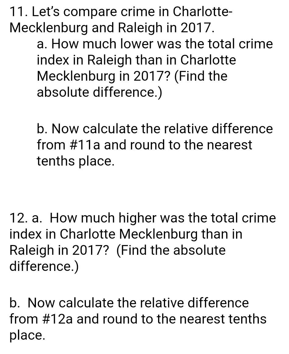 Use the table below of "Crime Index Offenses for | Chegg.com