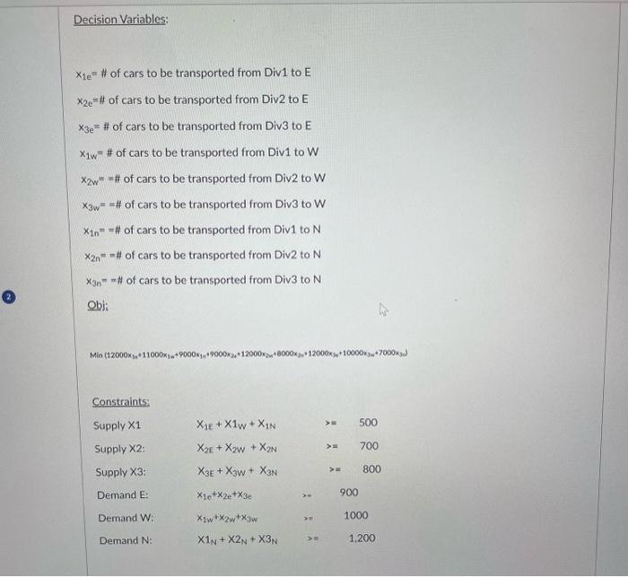 Solved 1 What Is The Minimum Total Cost The Objective
