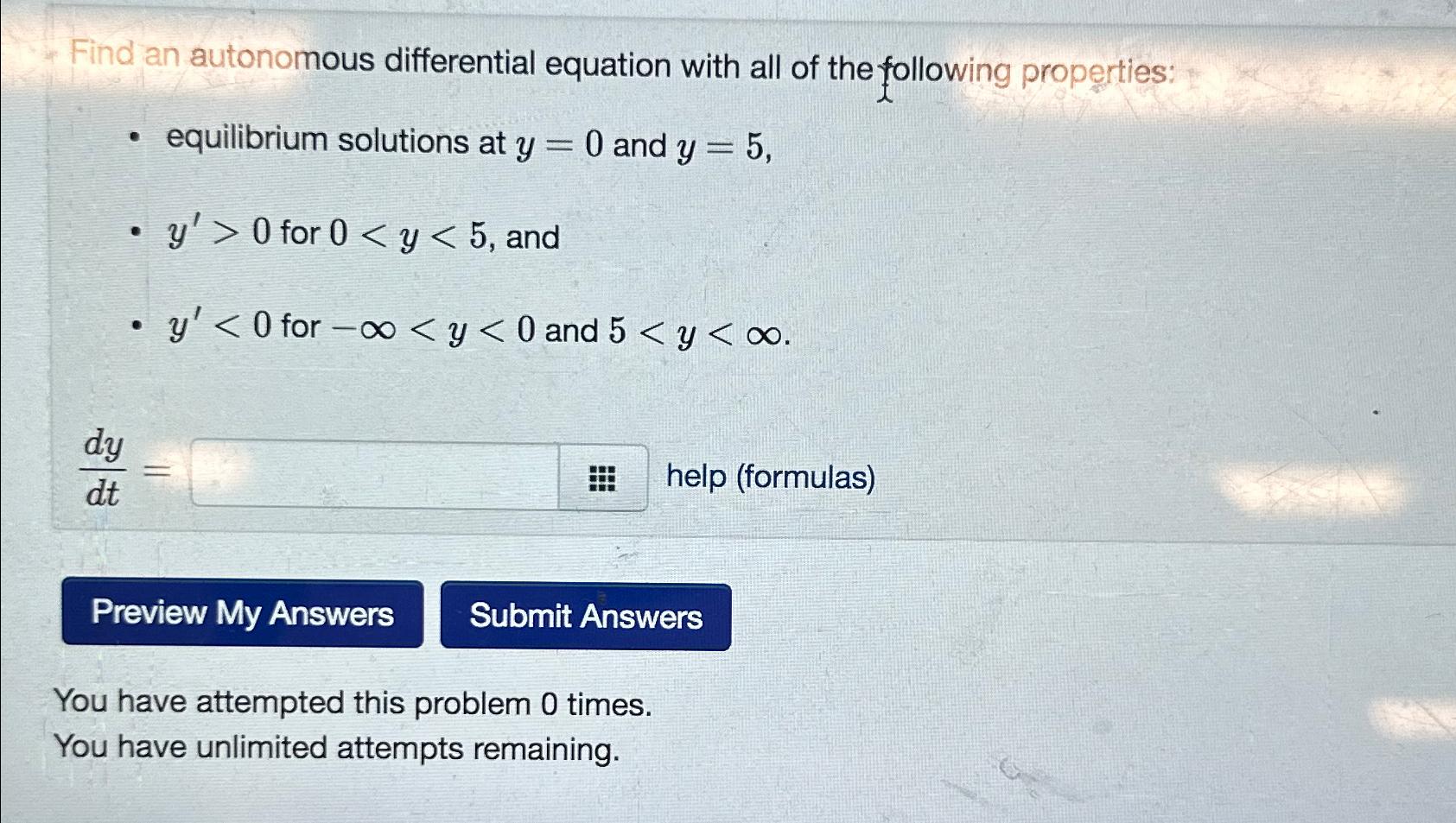 Solved Find an autonomous differential equation with all of | Chegg.com
